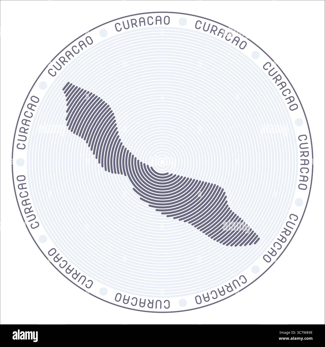 Curacao round logo design. Country shape build of rings. Curacao text ...