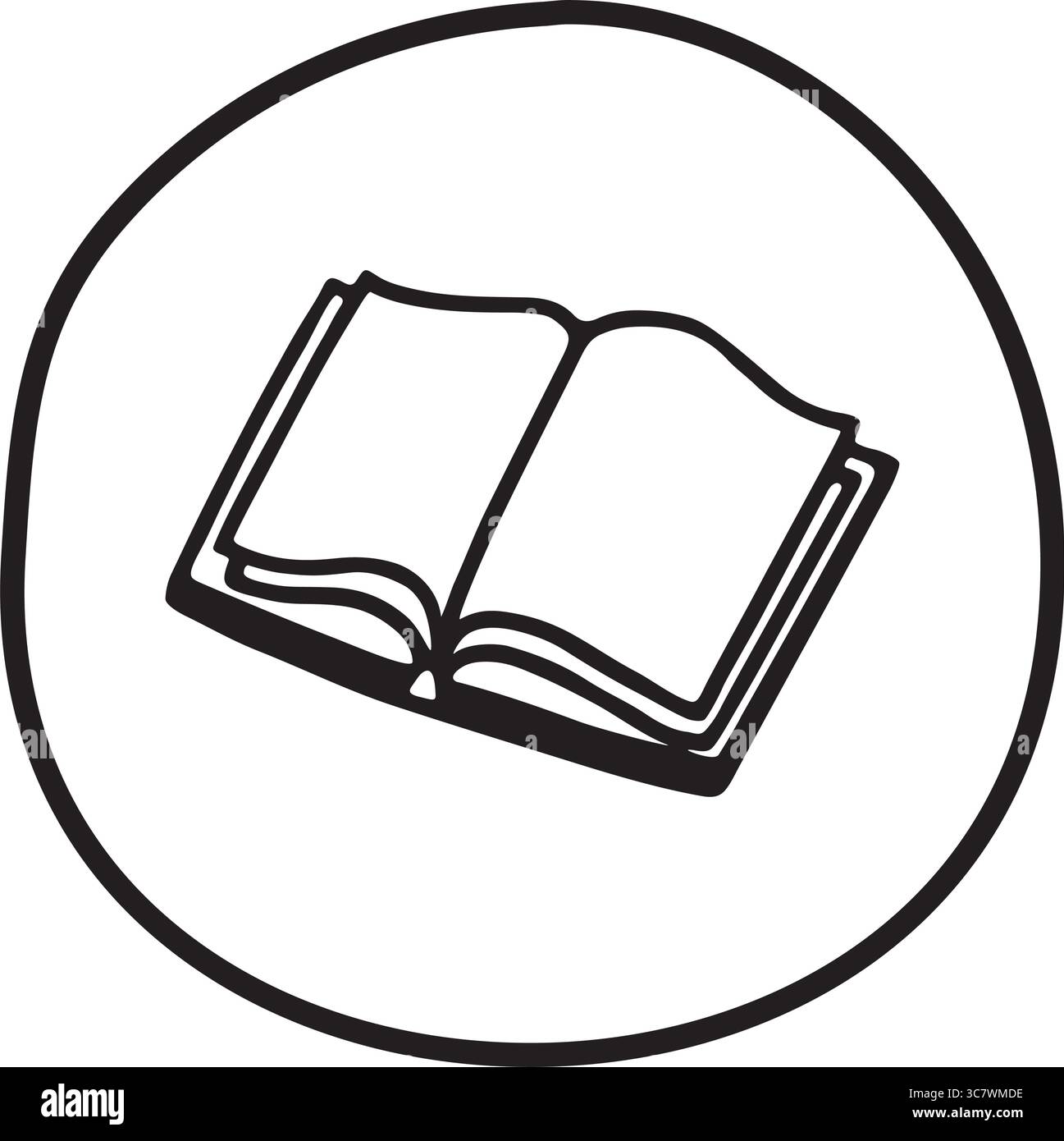 Doodle open book icon hand drawn with black line in freehand style ...