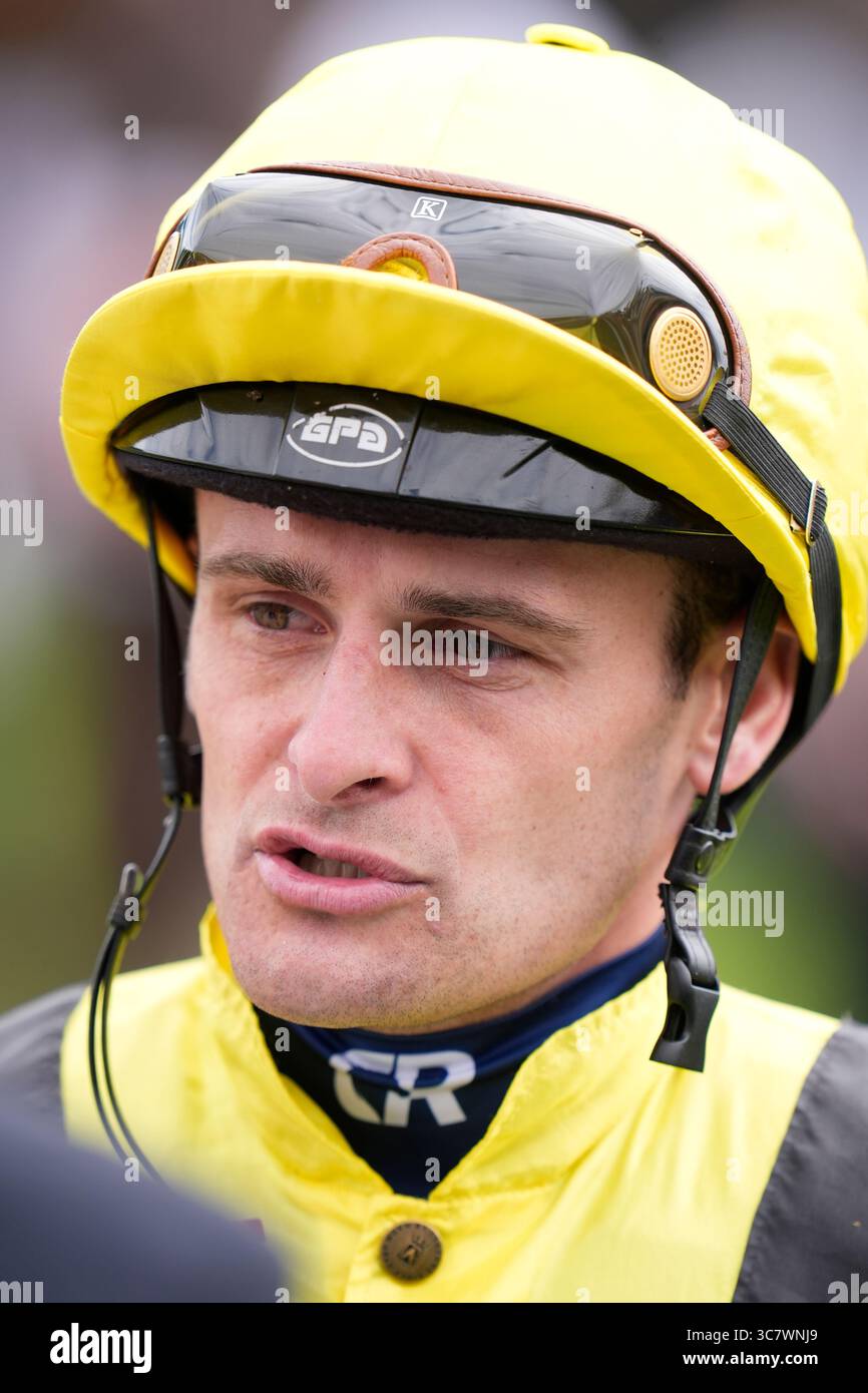 Jockey Callum Rodriguez in the winners enclosure after winning the ...