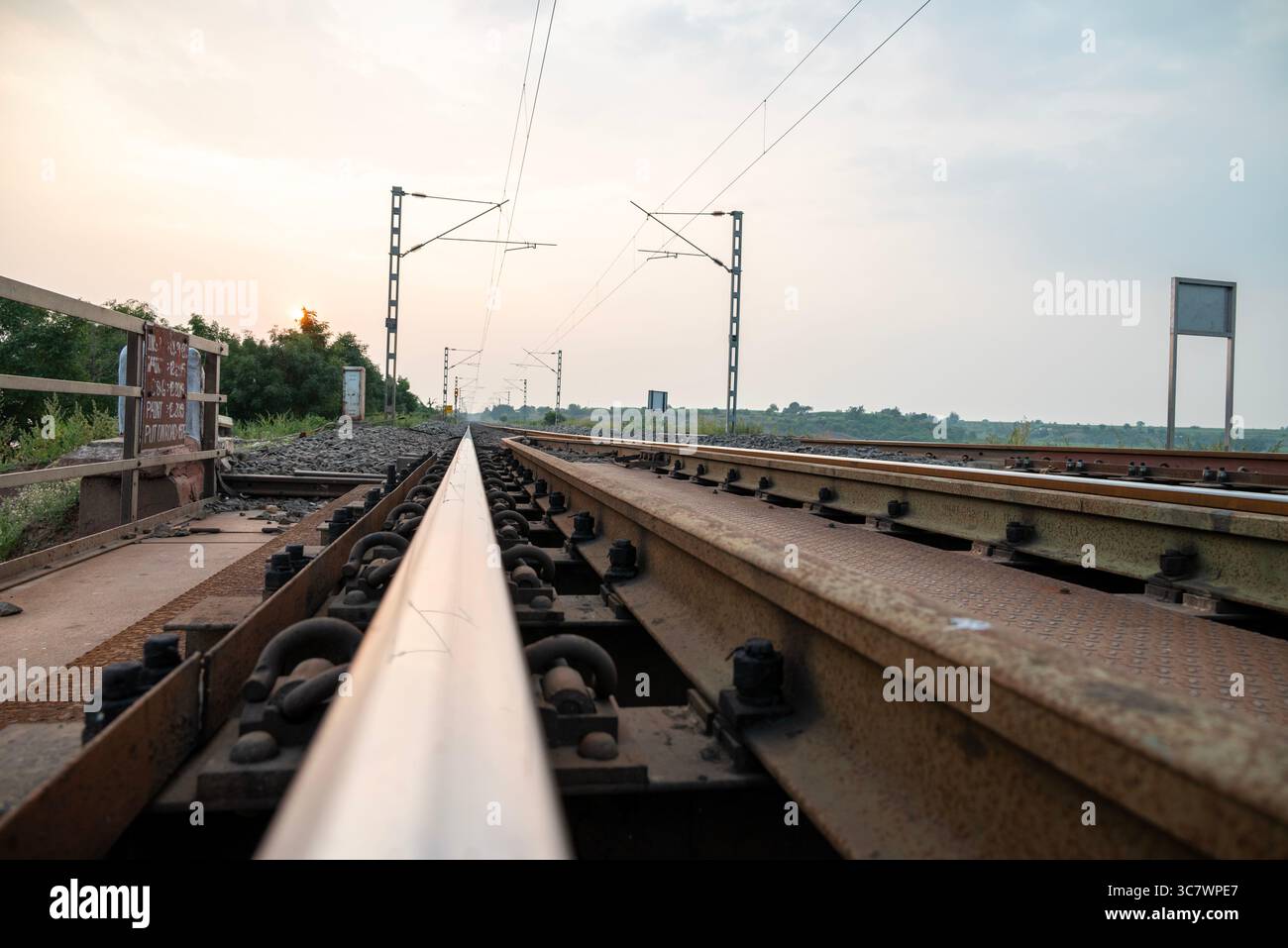 Railway track in India. Indian Railways Diesel-Electric Multiple Unit ...