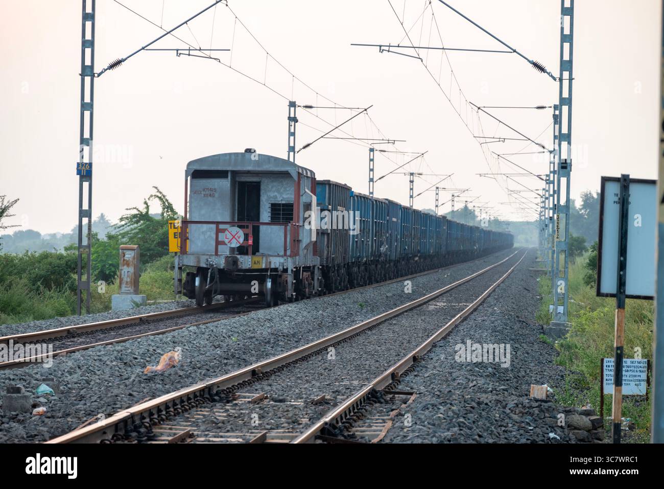 Railway track in India. Indian Railways Diesel-Electric Multiple Unit ...
