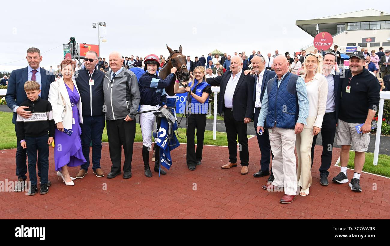 Come On The Lads and jockey Eoin Staples after winning the BoyleSports Galway Tribes Handicap ...
