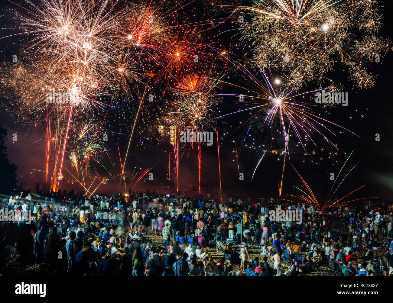 Darwin, Australia - 01 July 2025: Fireworks on Mindil Beach in Darwin in celebration of the 2025 ...