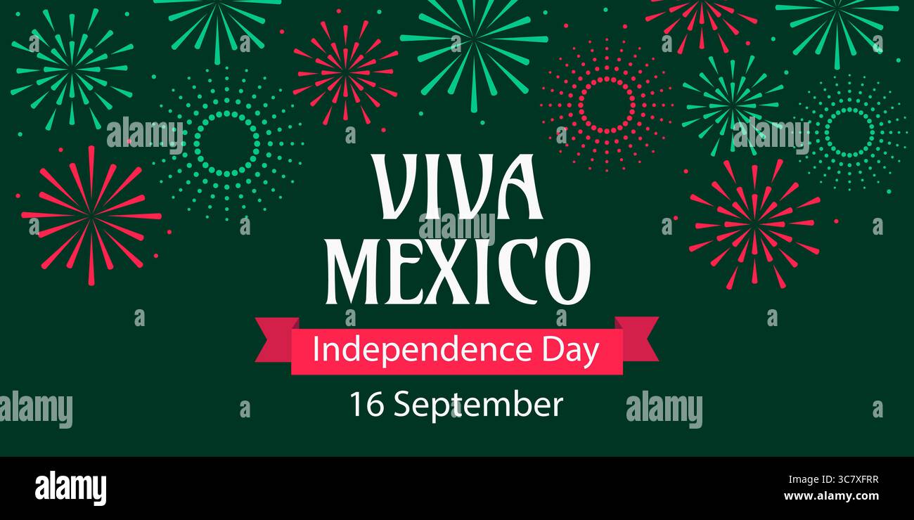 Viva Mexico. Flat vector illustration with fireworks for Mexican ...