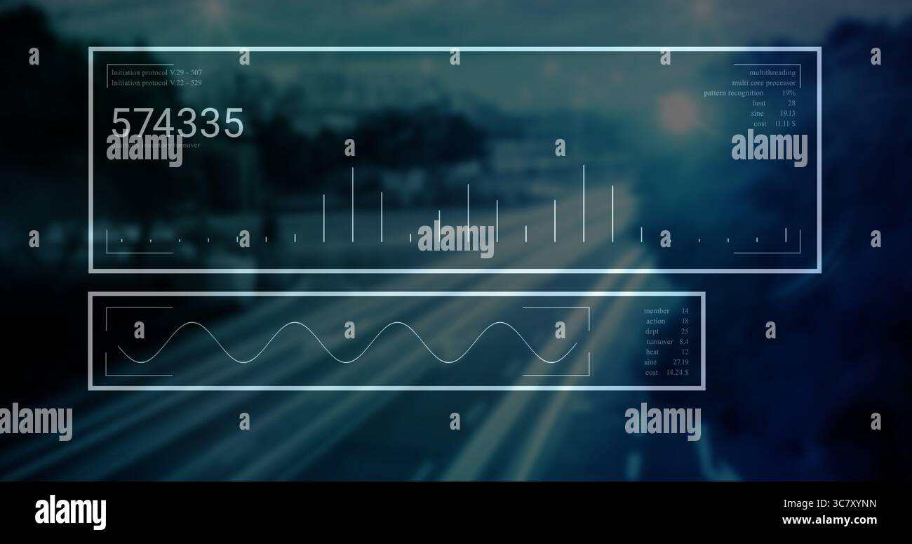 Displaying two UI overlays over highway light trails at night ...