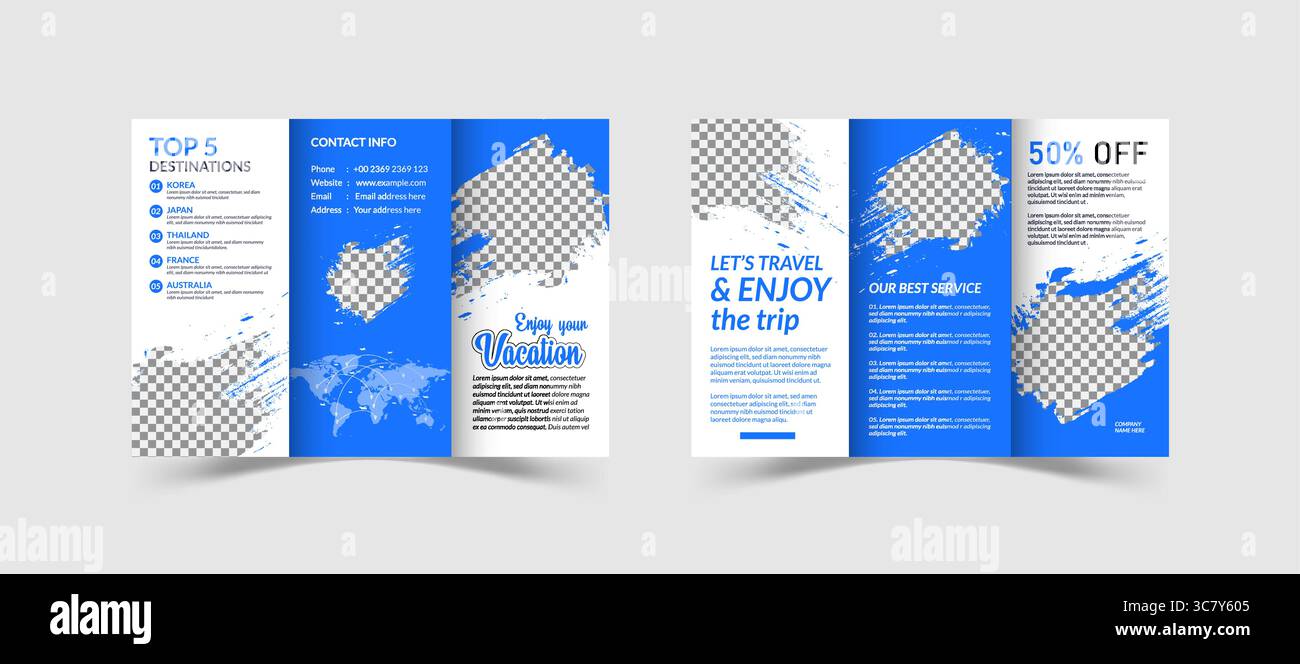 Travel Trifold Brochure Template for Tour Agencies Stock Vector Image ...