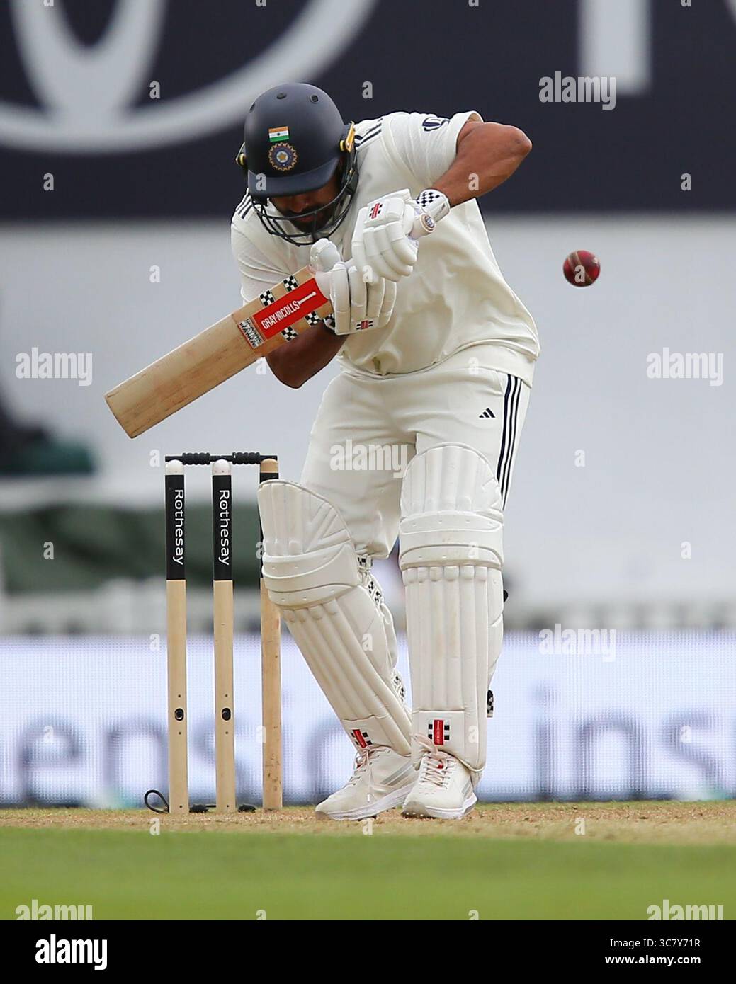 London, England, August 02 2025: Karun Nair (89 India) ducks a short ...