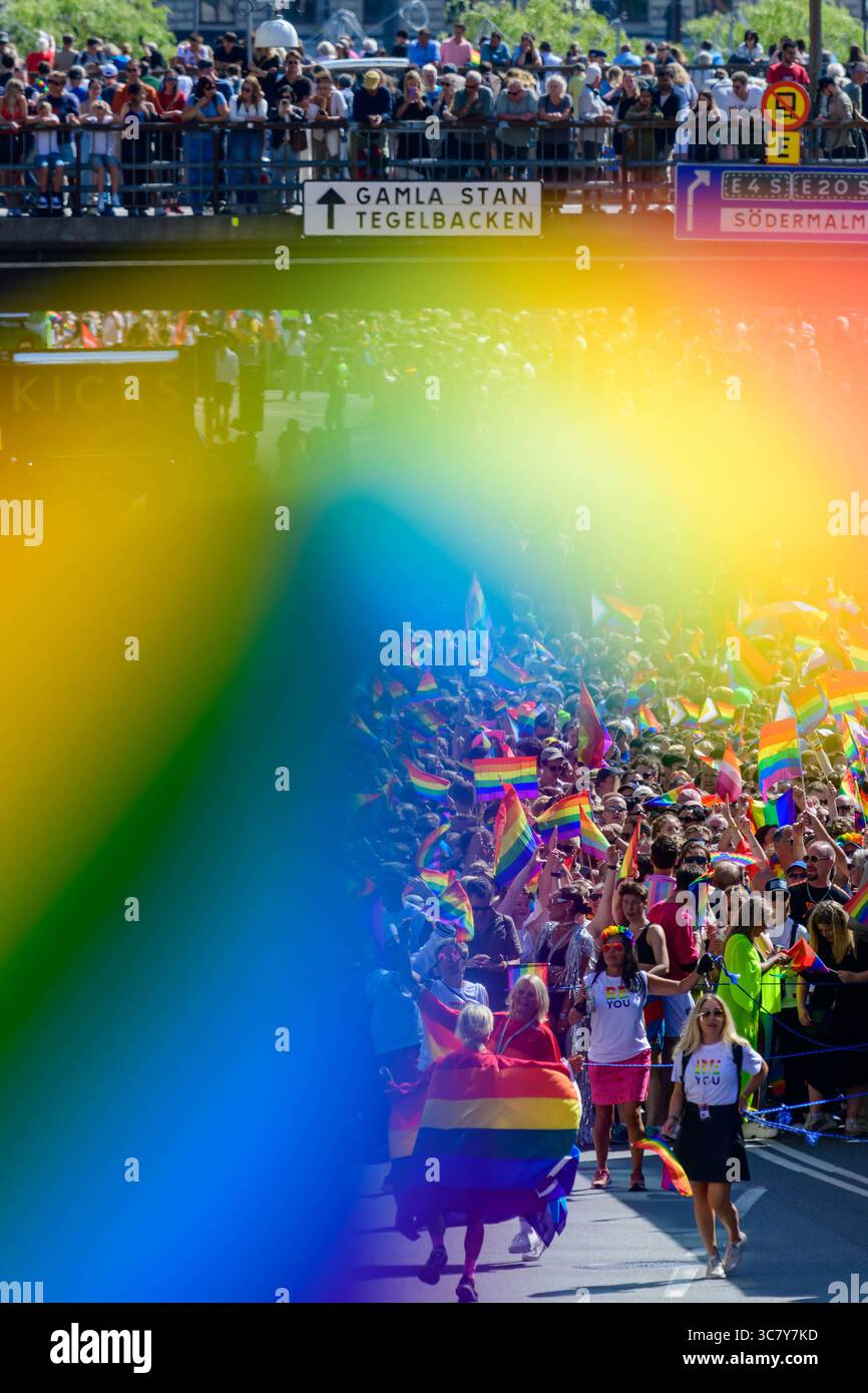 stockholm, sweden, 02 aug 2025, pride parade in the inner city ...