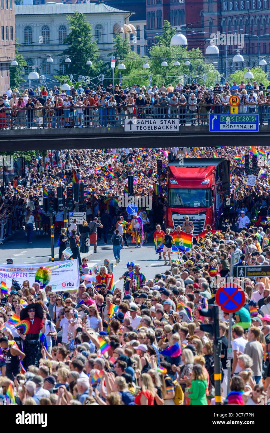 stockholm, sweden, 02 aug 2025, pride parade in the inner city ...