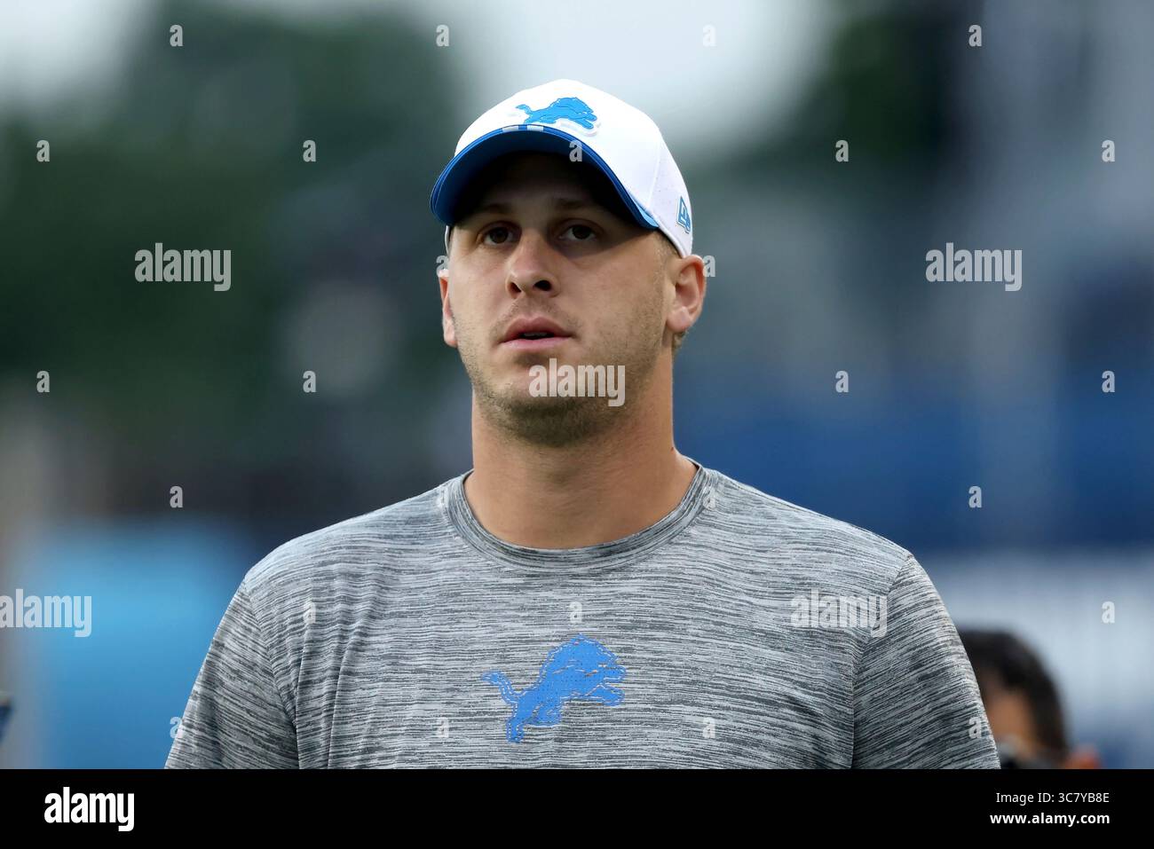Detroit Lions quarterback Jared Goff (16) walks off of the field prior ...