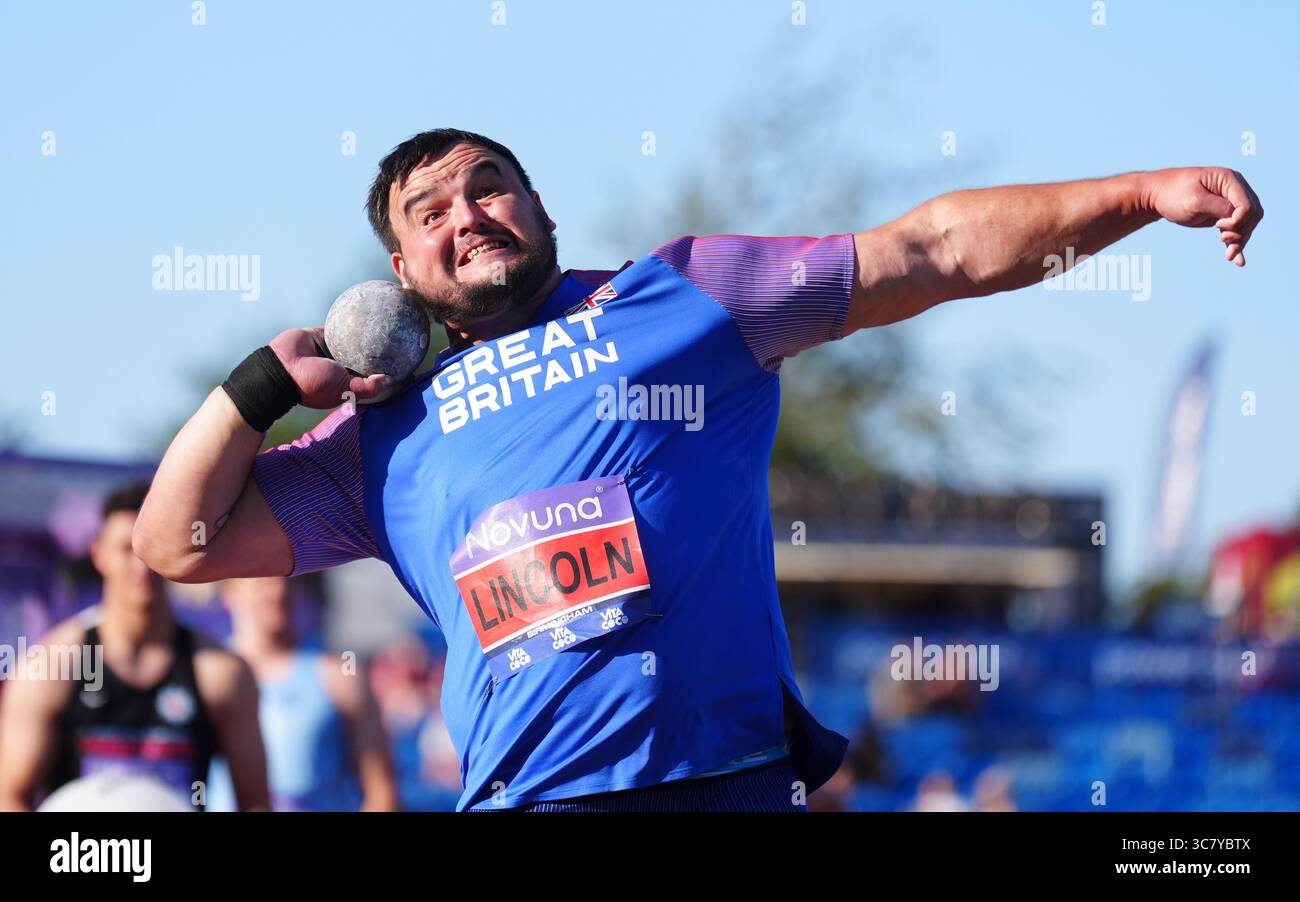 Scott Lincoln in the Men's Shot Put Final during day one of the Novuna ...