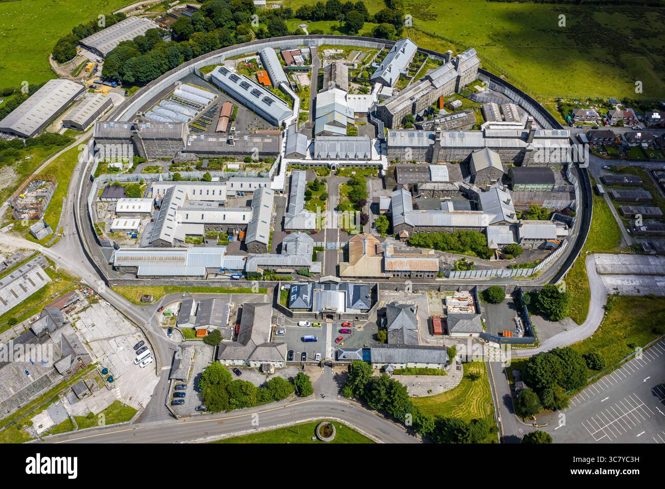 Aerial view of Dartmoor Prison in Princetown, Dartmoor, showing ...