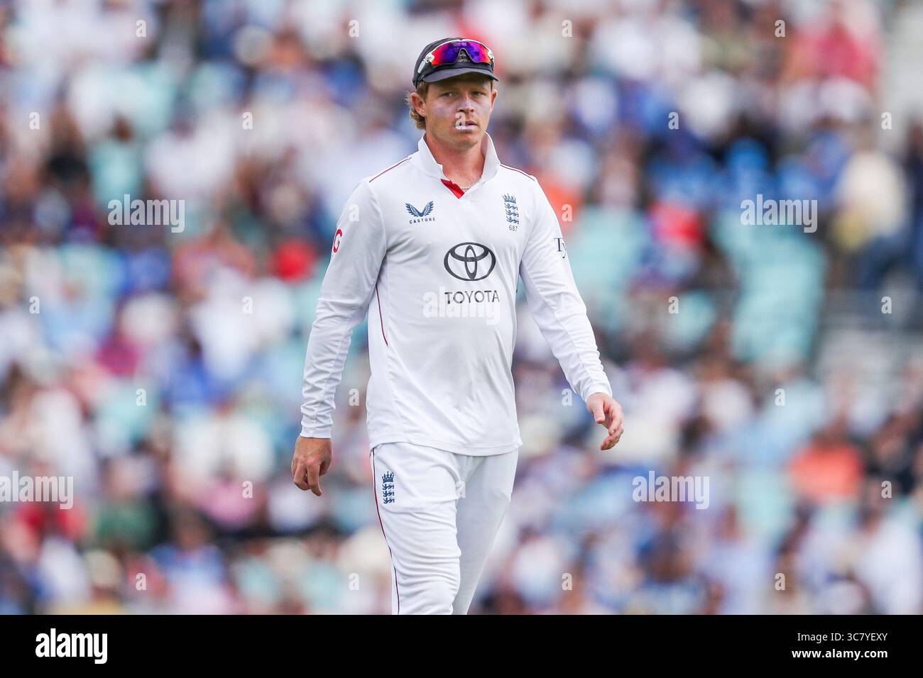 Ollie Pope of England looks on during the 5th Rothesay Test Match Day 3 ...