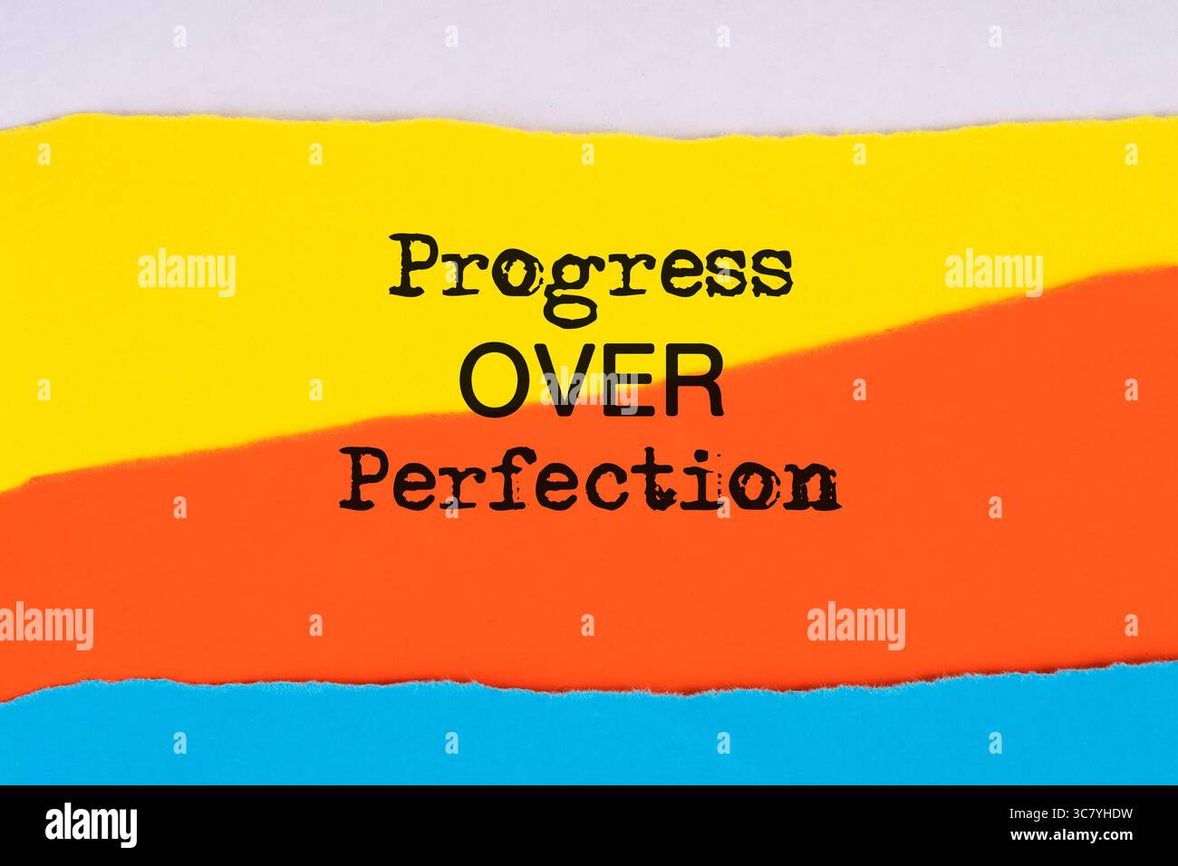 Colorful torn paper with inspirational quotes progress over perfection ...