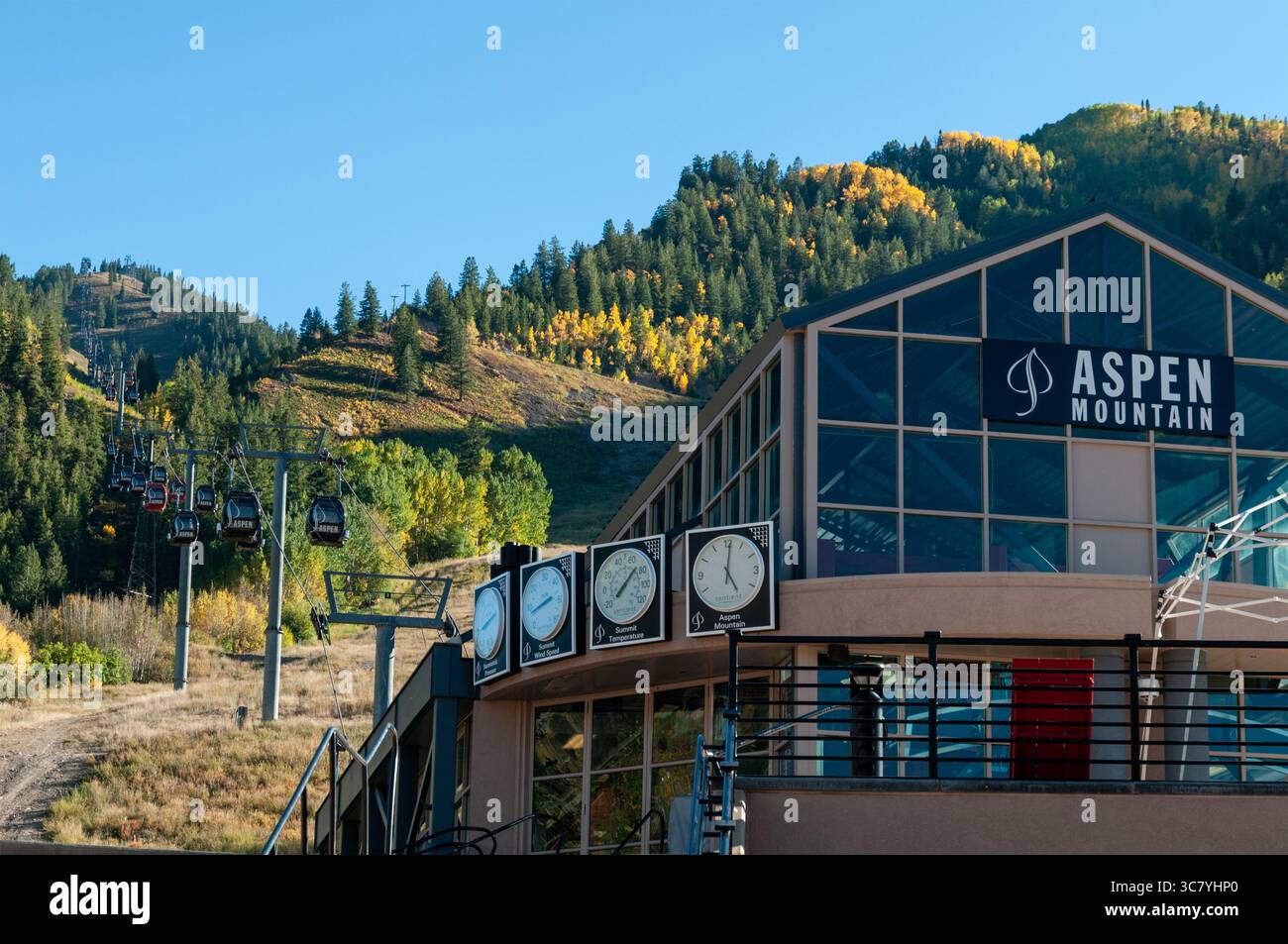 ASPEN, COLORADO, USA: The scenic base of the ski hill at Aspen Mountain ...
