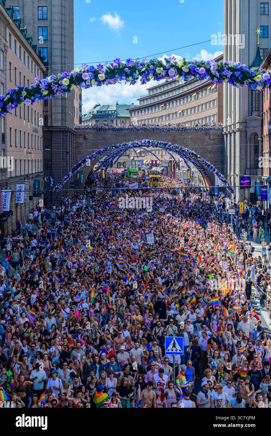 stockholm, sweden, 02 aug 2025, pride parade in the inner city ...