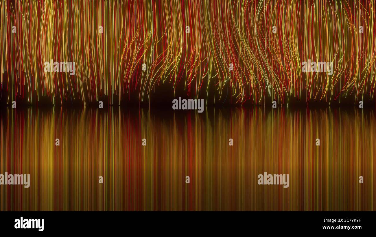 Rising and Falling Curved Streaks of Colors. Computer generated 3d ...