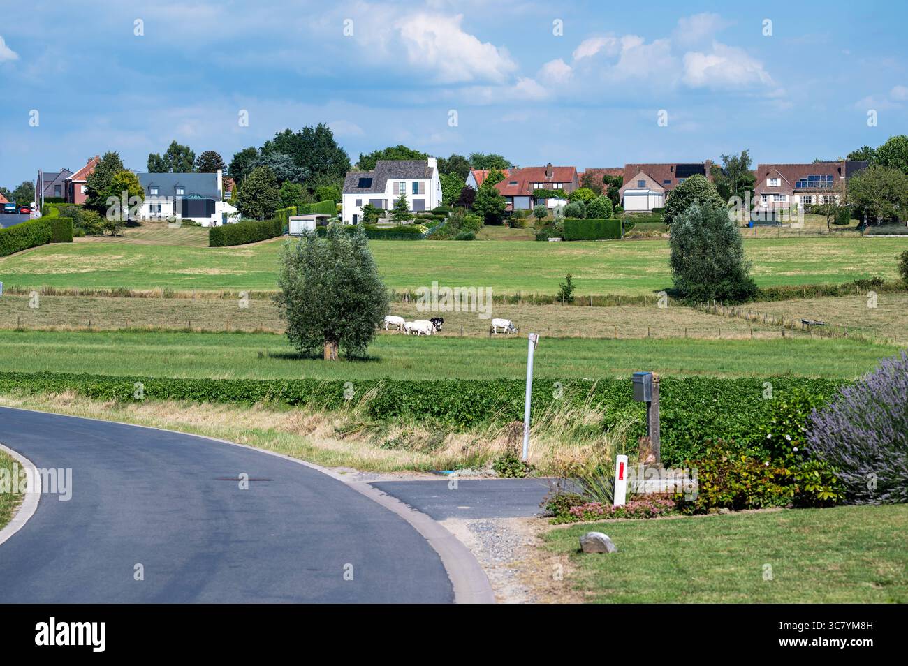 Rural hilly agriculture landscape at the village of Zonnebeke, West ...