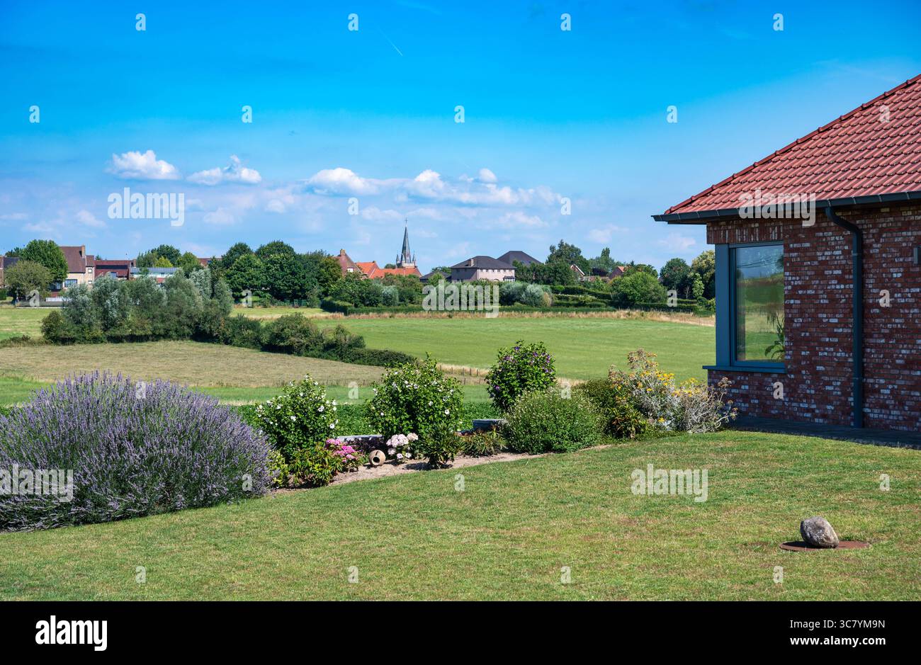 Rural hilly agriculture landscape at the village of Zonnebeke, West ...