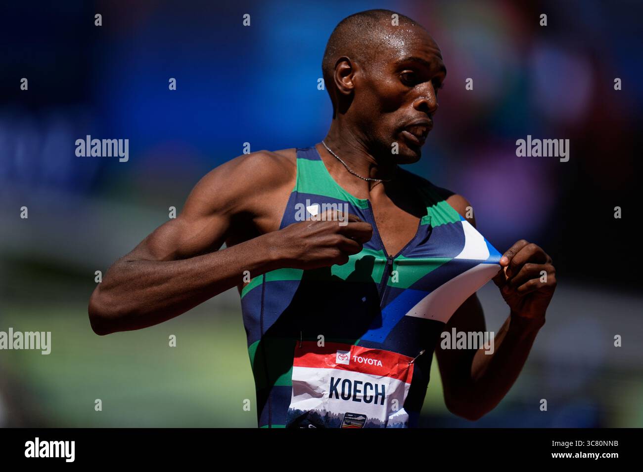 Jonah Koech reacts after winning the men's 1,500-meter final at the U.S ...
