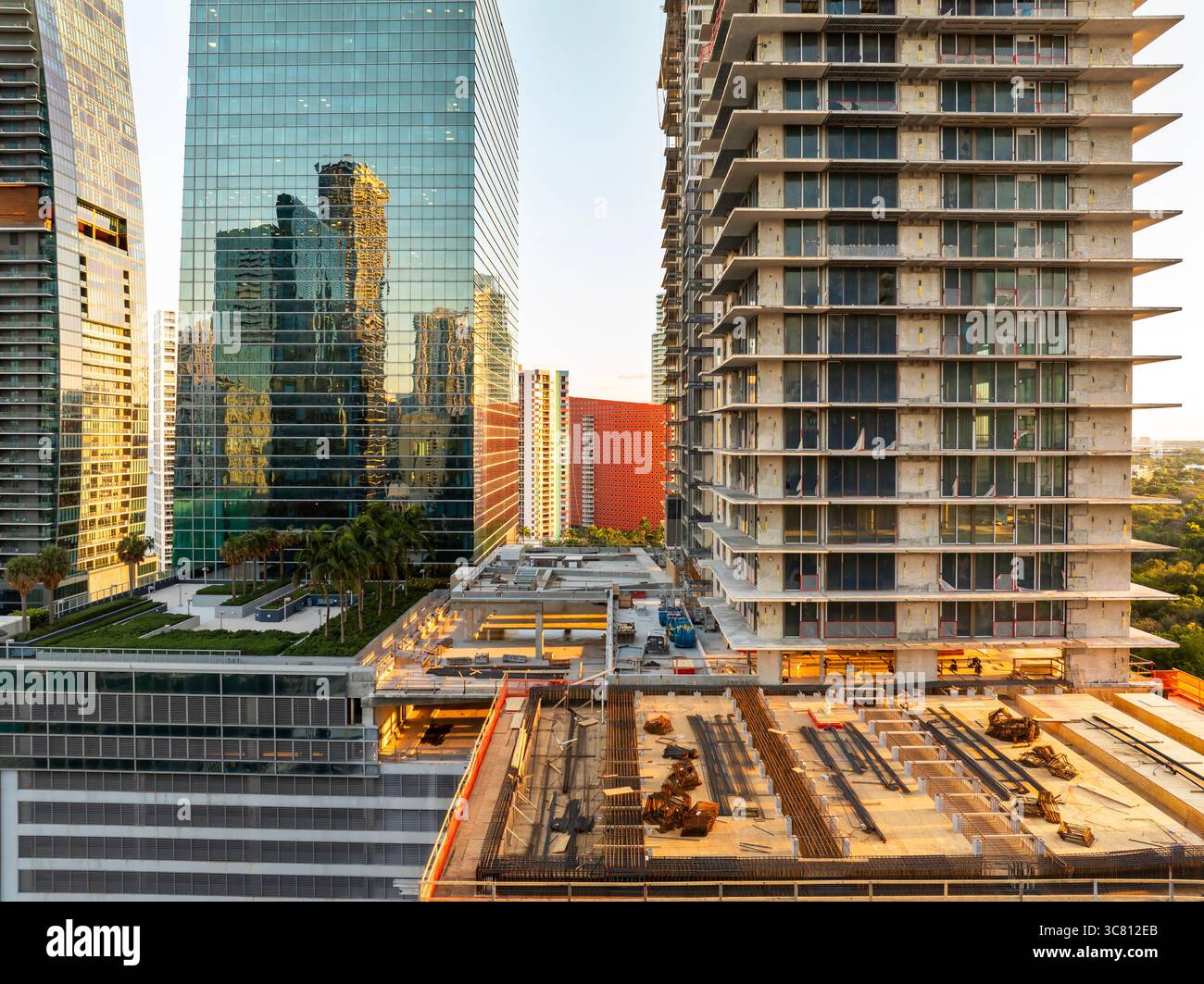 Aerial view of downtown office district of Miami Brickell in Florida ...