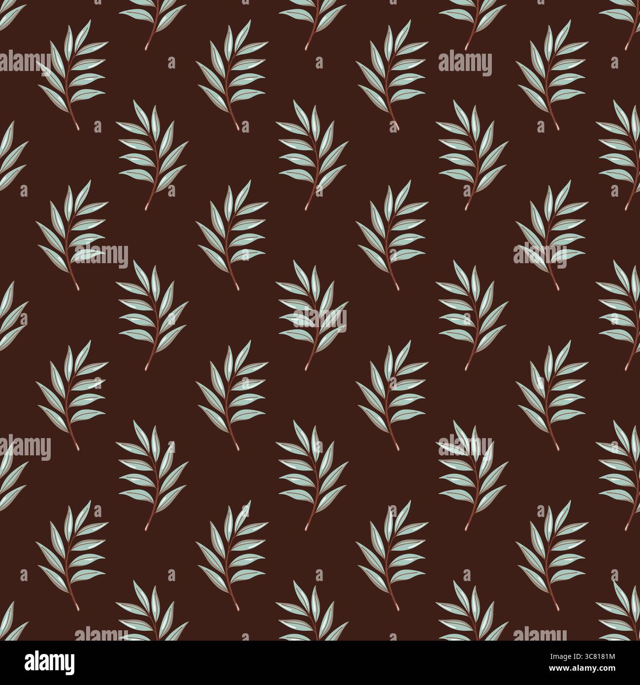 Seamless autumn pattern with green foliage sprigs. Willow branch. Fall ...