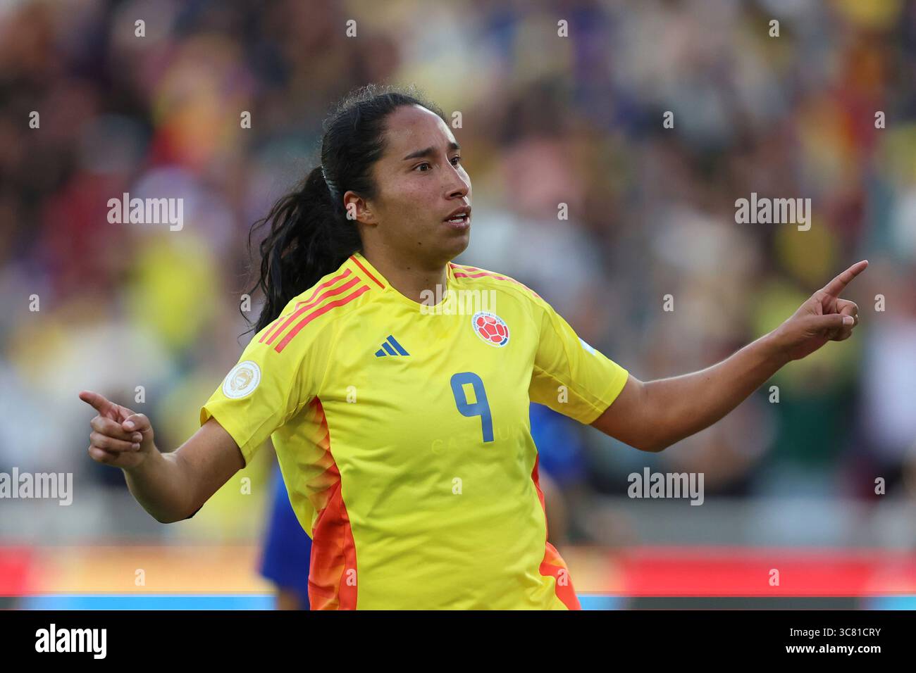 Colombia's Mayra Ramirez celebrates after scoring her side's third goal ...