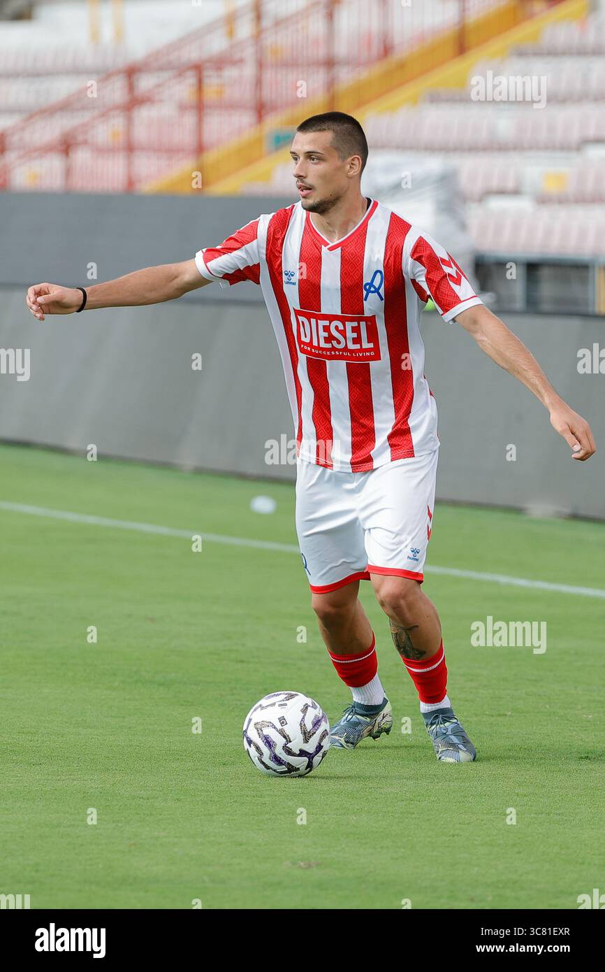 Thomas Sandon of L.R. Vicenza seen in action during a friendly match ...