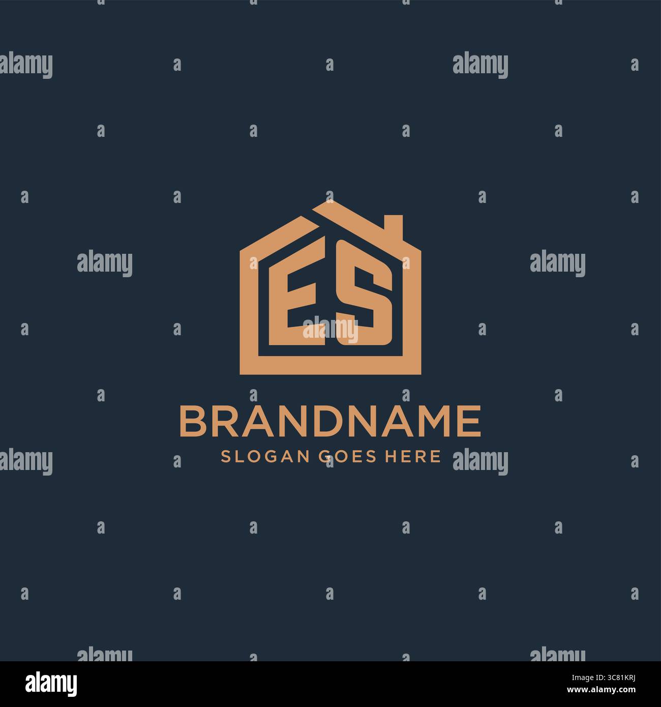 Initial letter ES logo with simple minimalist home shape icon design ...
