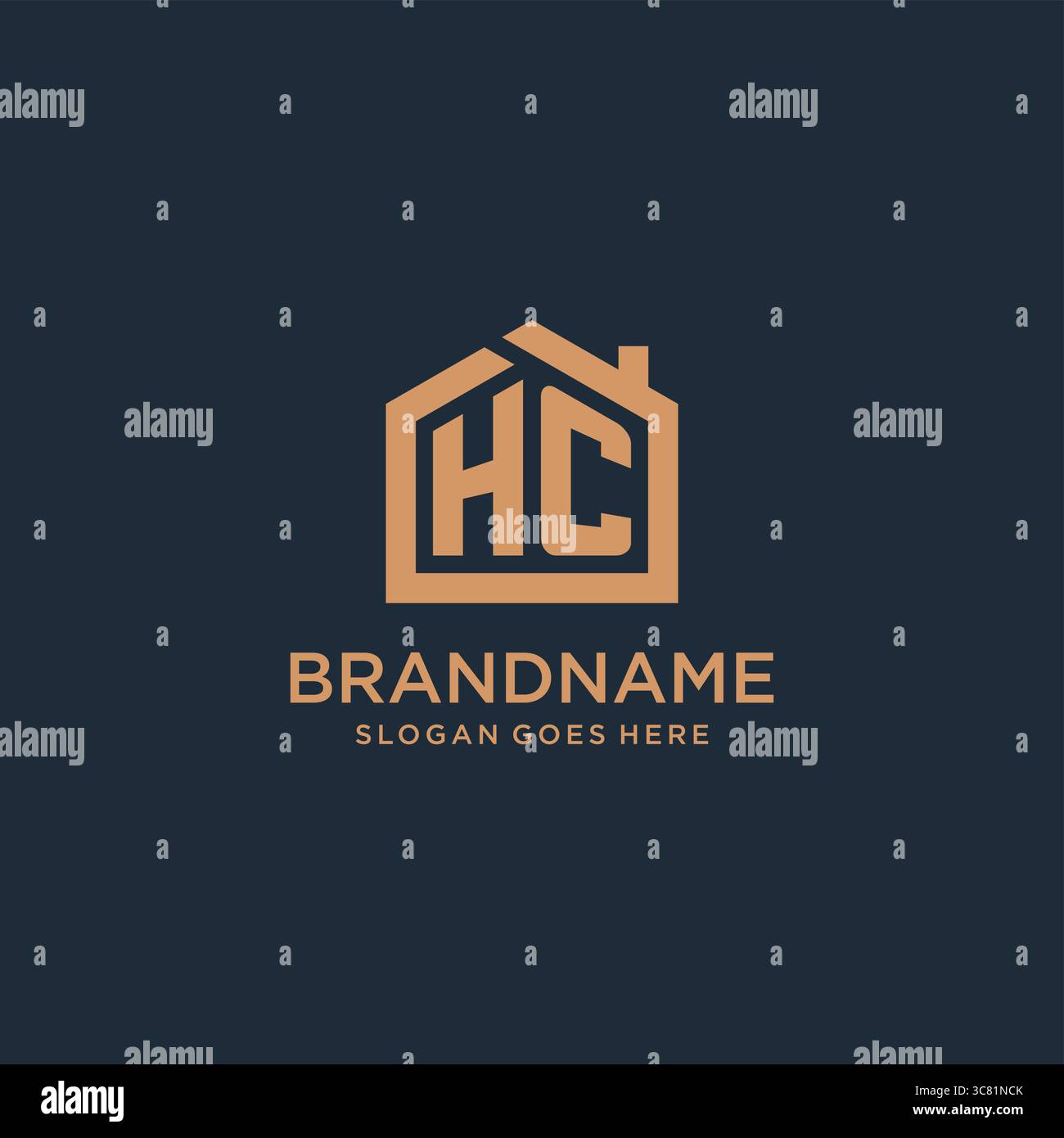 Initial letter HC logo with simple minimalist home shape icon design ...