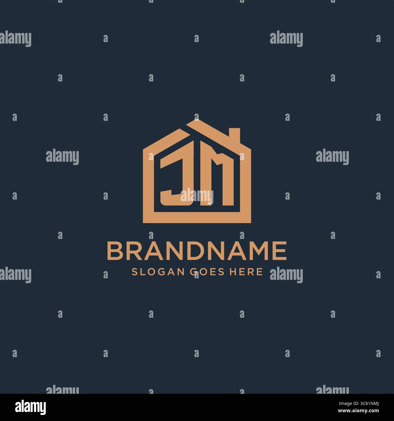 Initial letter JM logo with simple minimalist home shape icon design ...