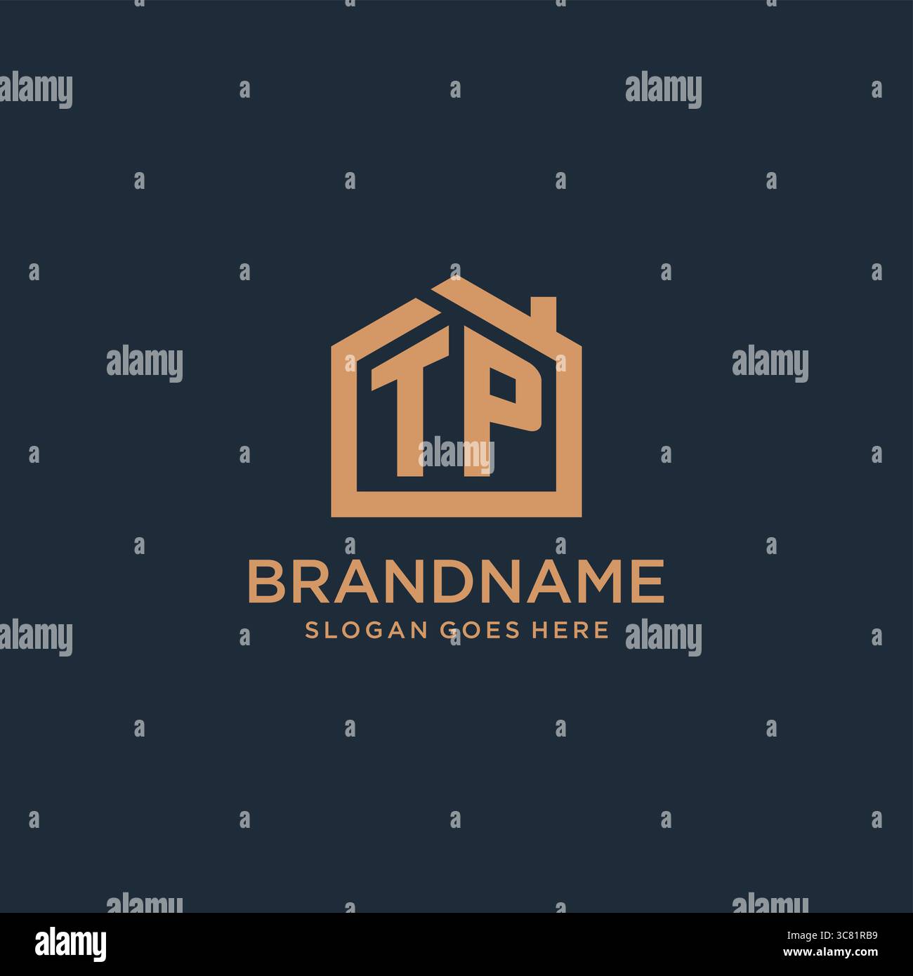 Initial letter TP logo with simple minimalist home shape icon design ...