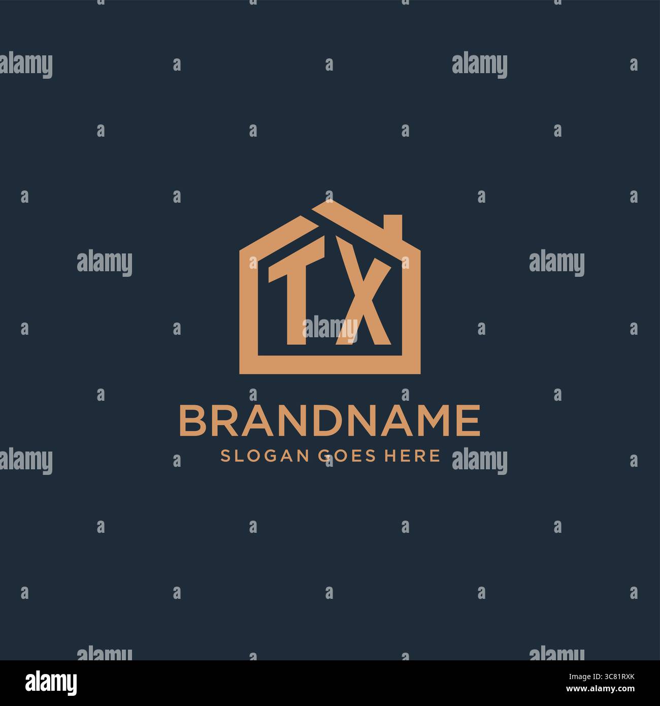 Initial letter TX logo with simple minimalist home shape icon design ...
