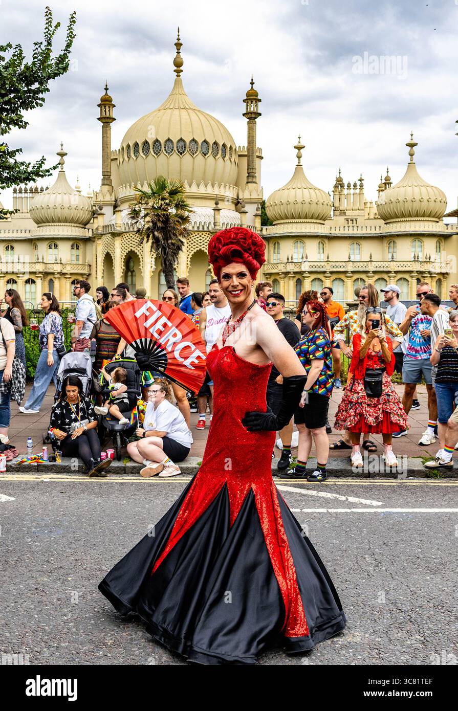 Brighton Pride parade 2025 with crowds celebrating in front of the ...