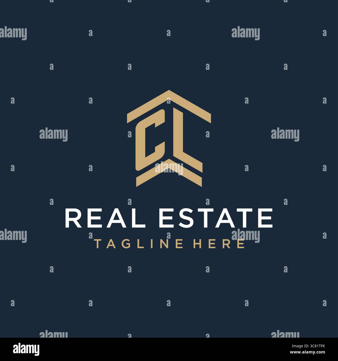Initial CL logo for real estate with simple and creative house roof ...