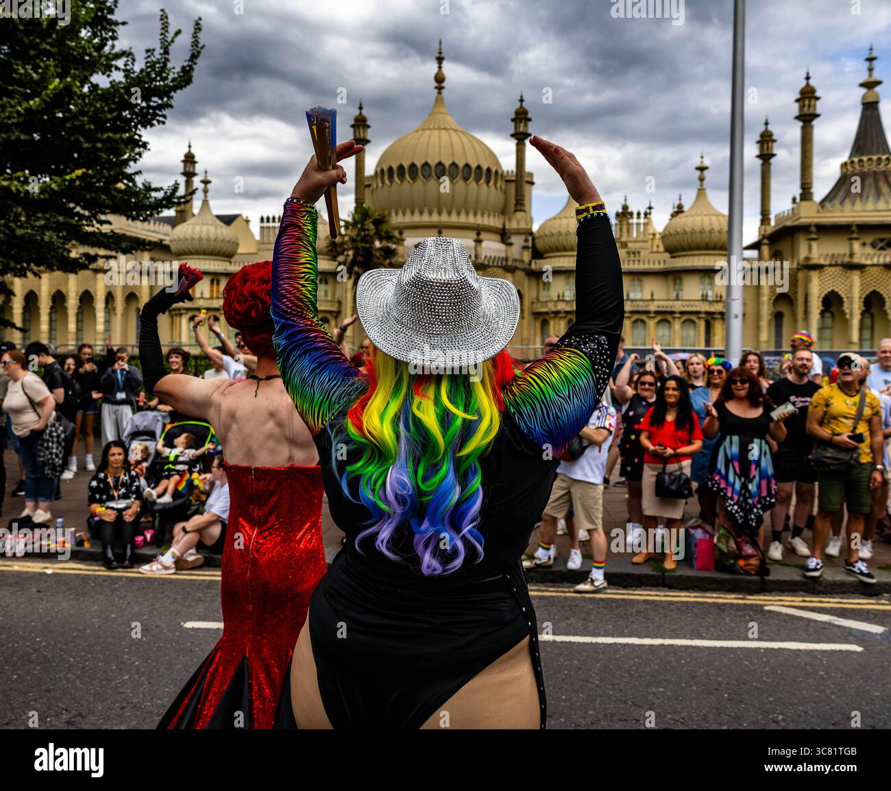 Brighton Pride parade 2025 with crowds celebrating in front of the ...