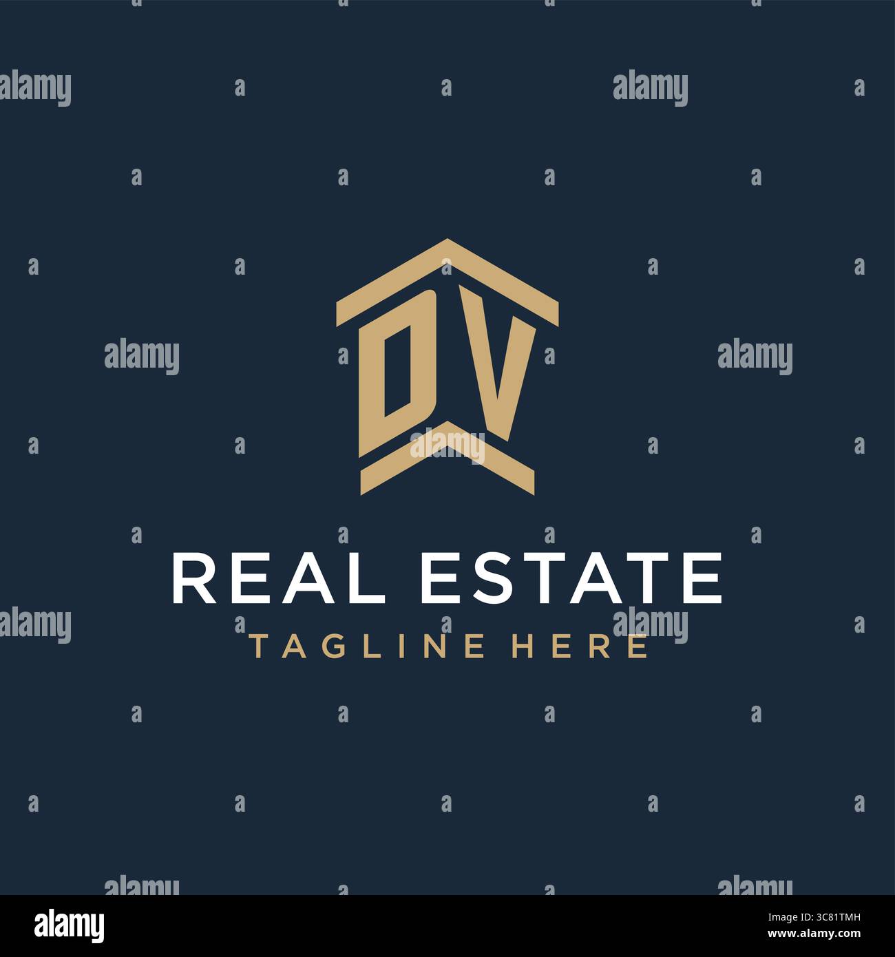 Initial DV logo for real estate with simple and creative house roof ...