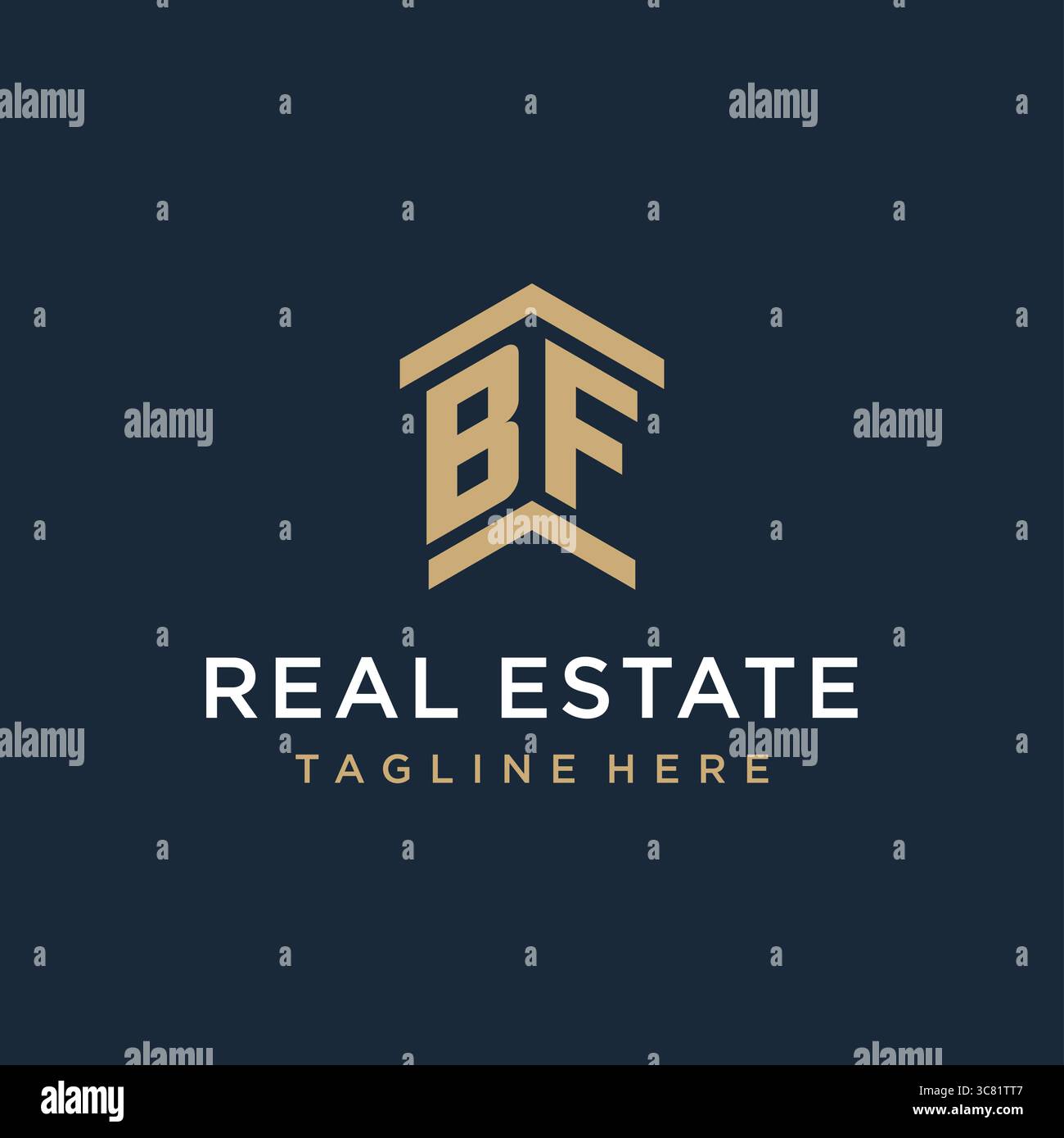 Initial BF logo for real estate with simple and creative house roof ...