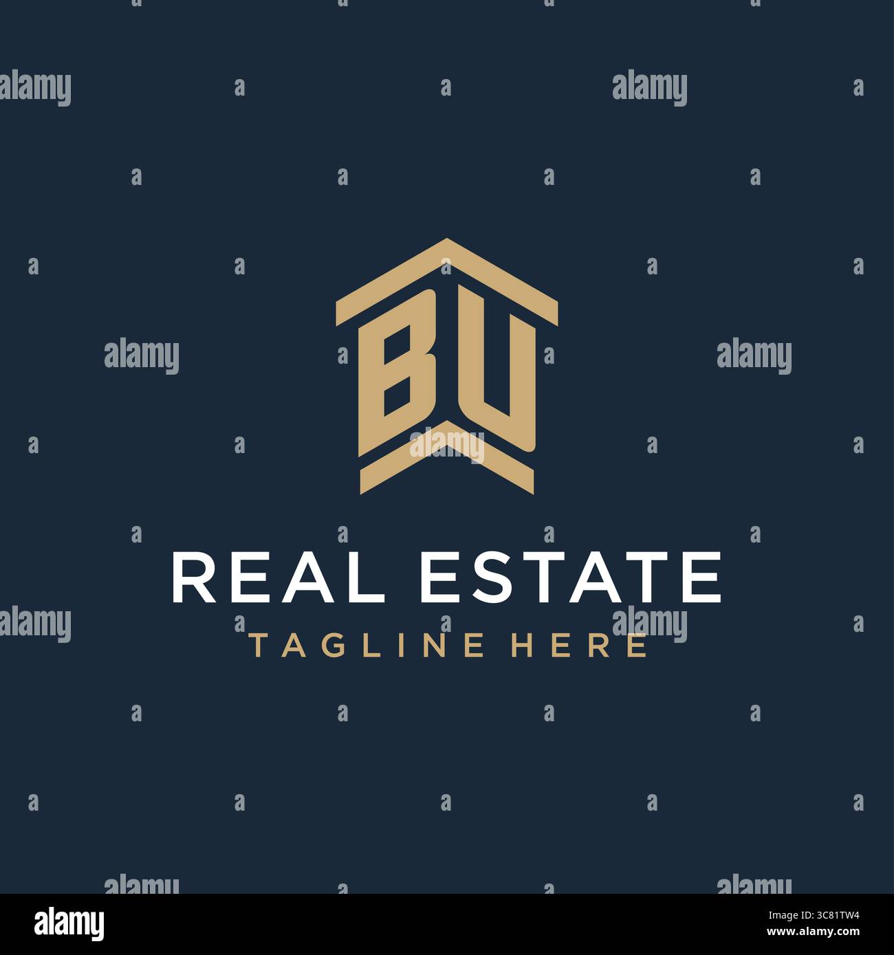 Initial BU logo for real estate with simple and creative house roof ...
