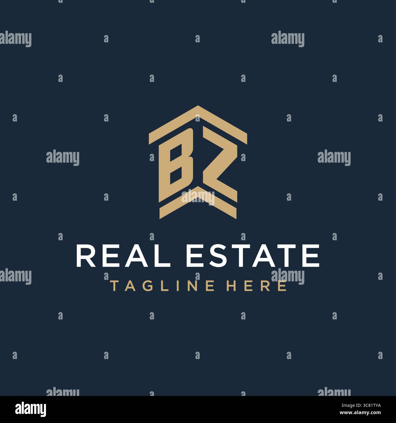 Initial BZ logo for real estate with simple and creative house roof ...