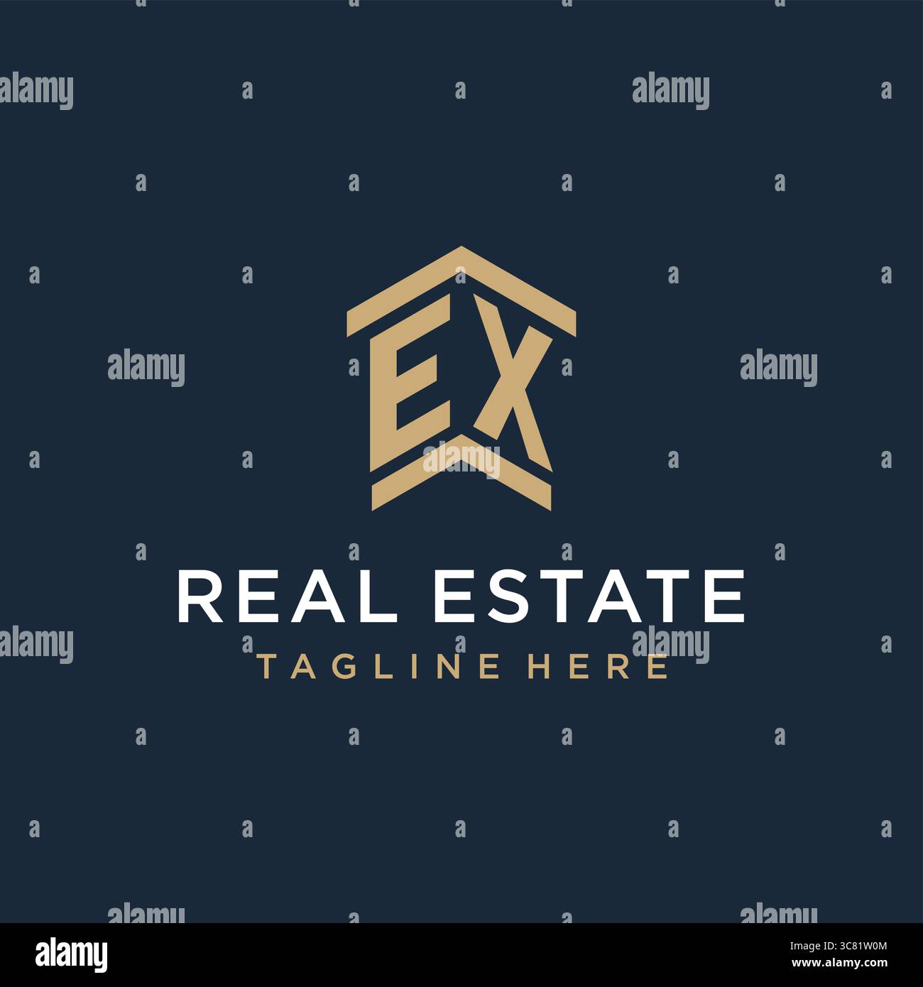Initial EX logo for real estate with simple and creative house roof ...
