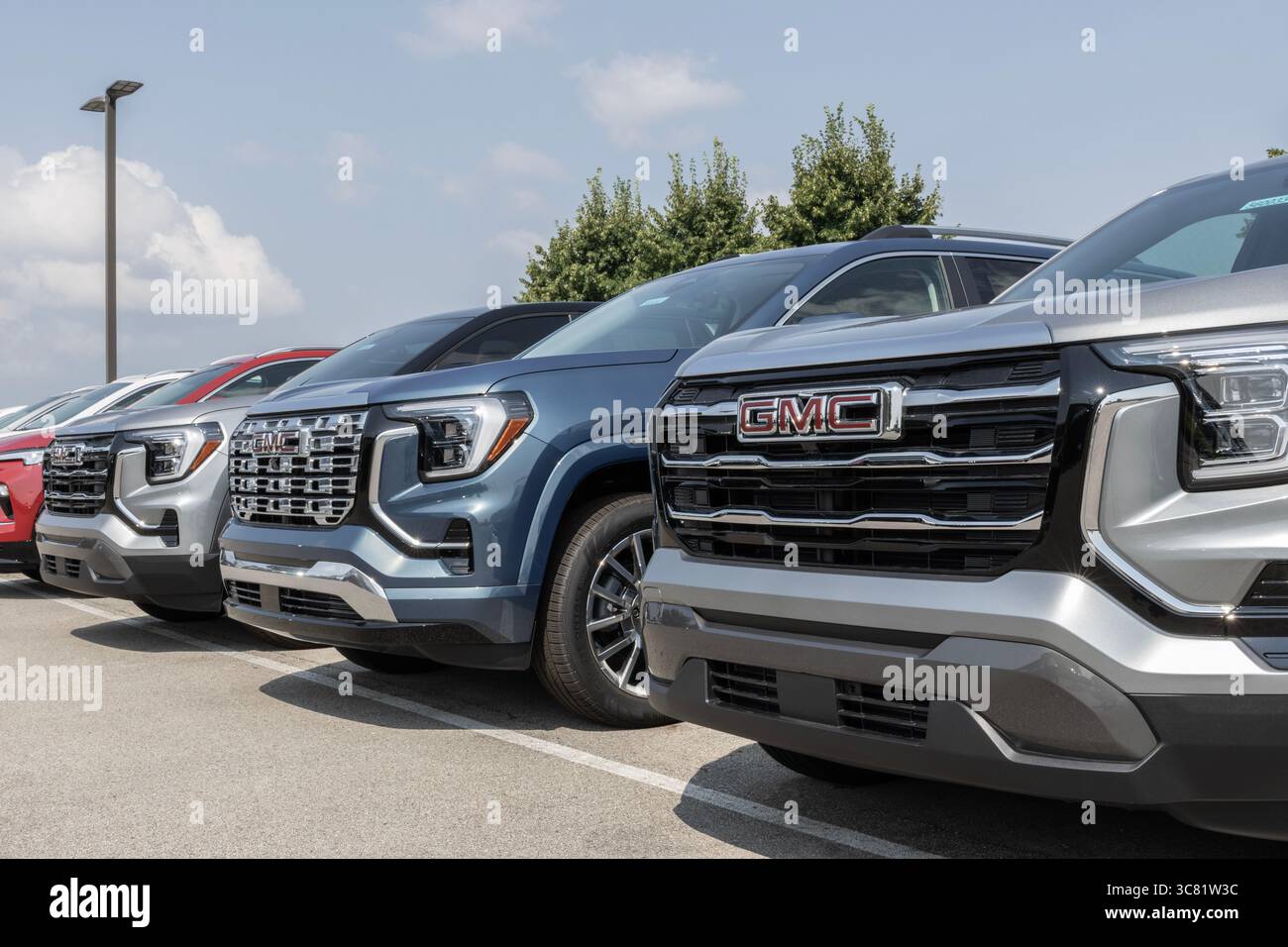 Carmel - August 1, 2025: GMC Terrain display at a dealership. GMC ...