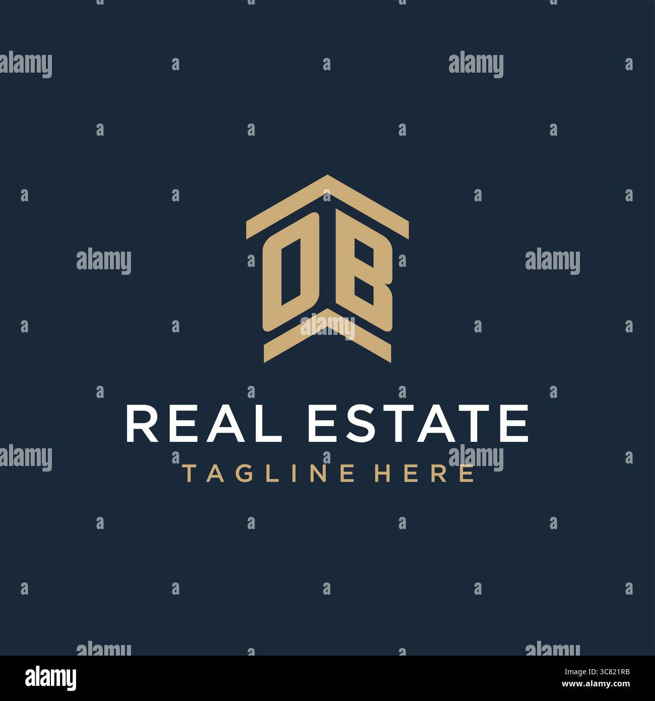 Initial OB logo for real estate with simple and creative house roof ...