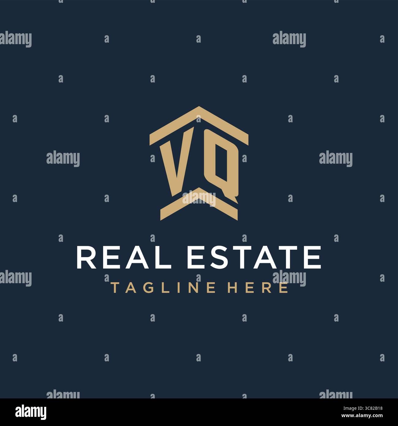 Initial VQ logo for real estate with simple and creative house roof ...
