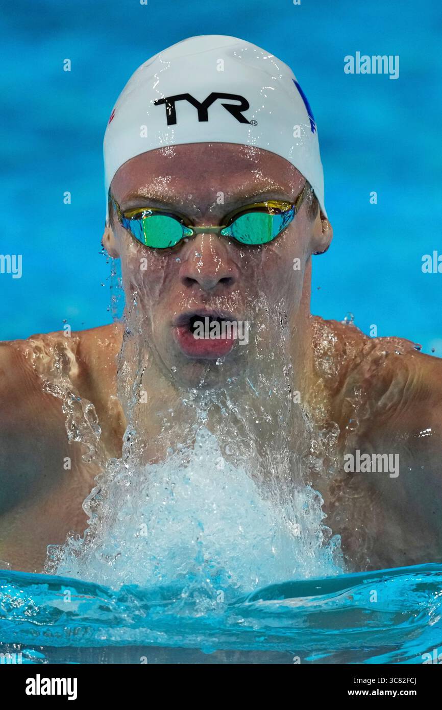 Leon Marchand of France competes in the men's 400-meter individual ...