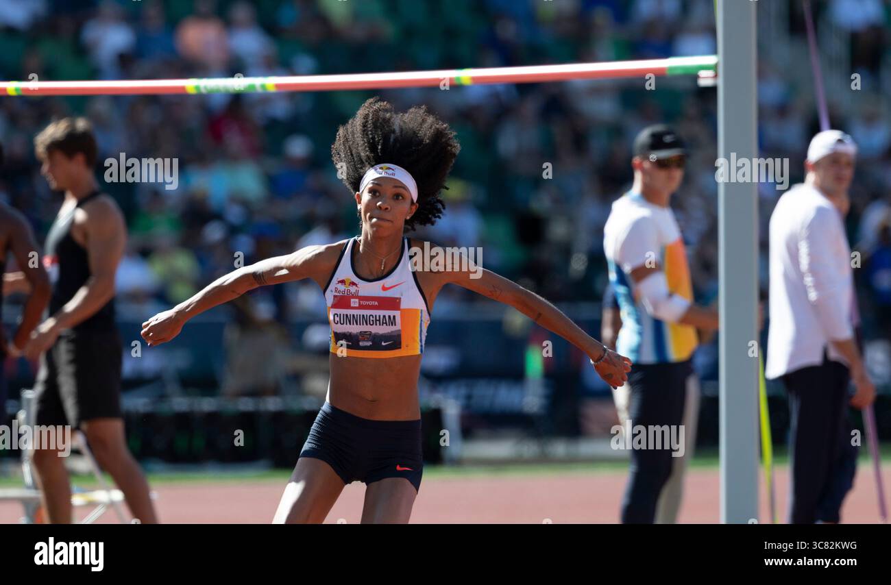 August 01 2025 Eugene, OR U.S.A. Womens High jump athlete Vashti ...