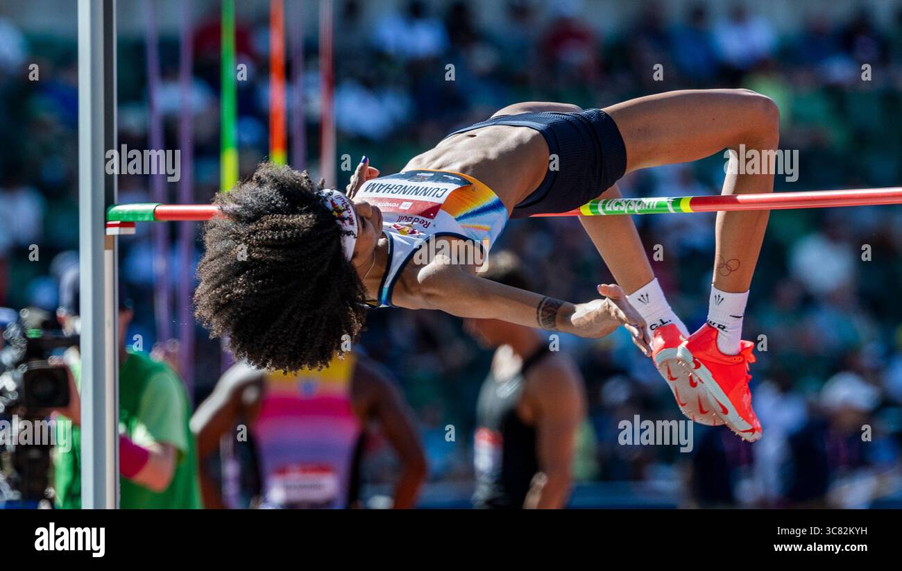 August 01 2025 Eugene, OR U.S.A. Womens High jump athlete Vashti ...