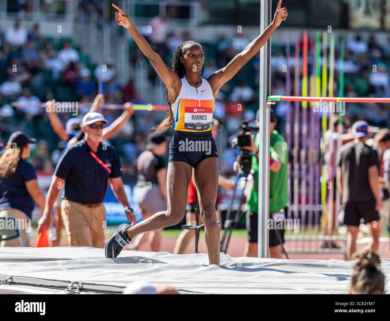 August 01 2025 Eugene, OR U.S.A. Womens High jump athlete Sanaa Barns ...