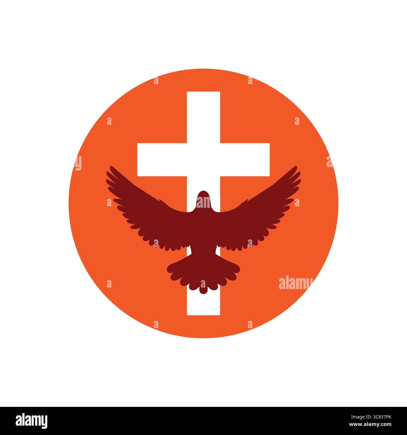 Flying Dove Pigeon Bird Silhouette with Jesus Christian Cross for ...