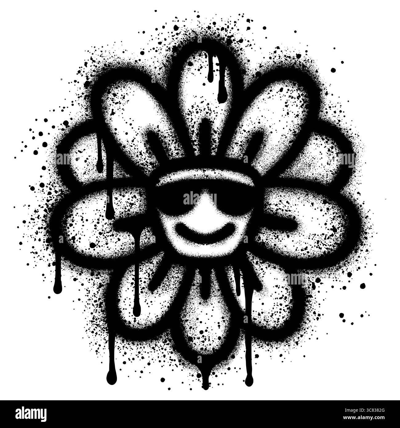 cute sun graffiti with black spray paint. vector illustration Stock ...